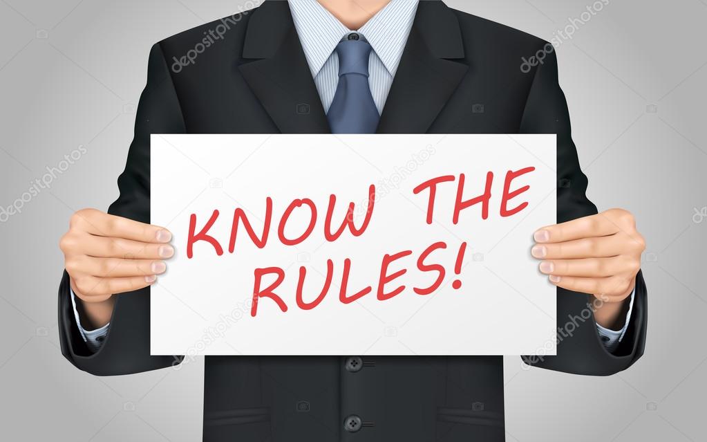 Businessman holding know the rules poster Stock Vector Image by ...