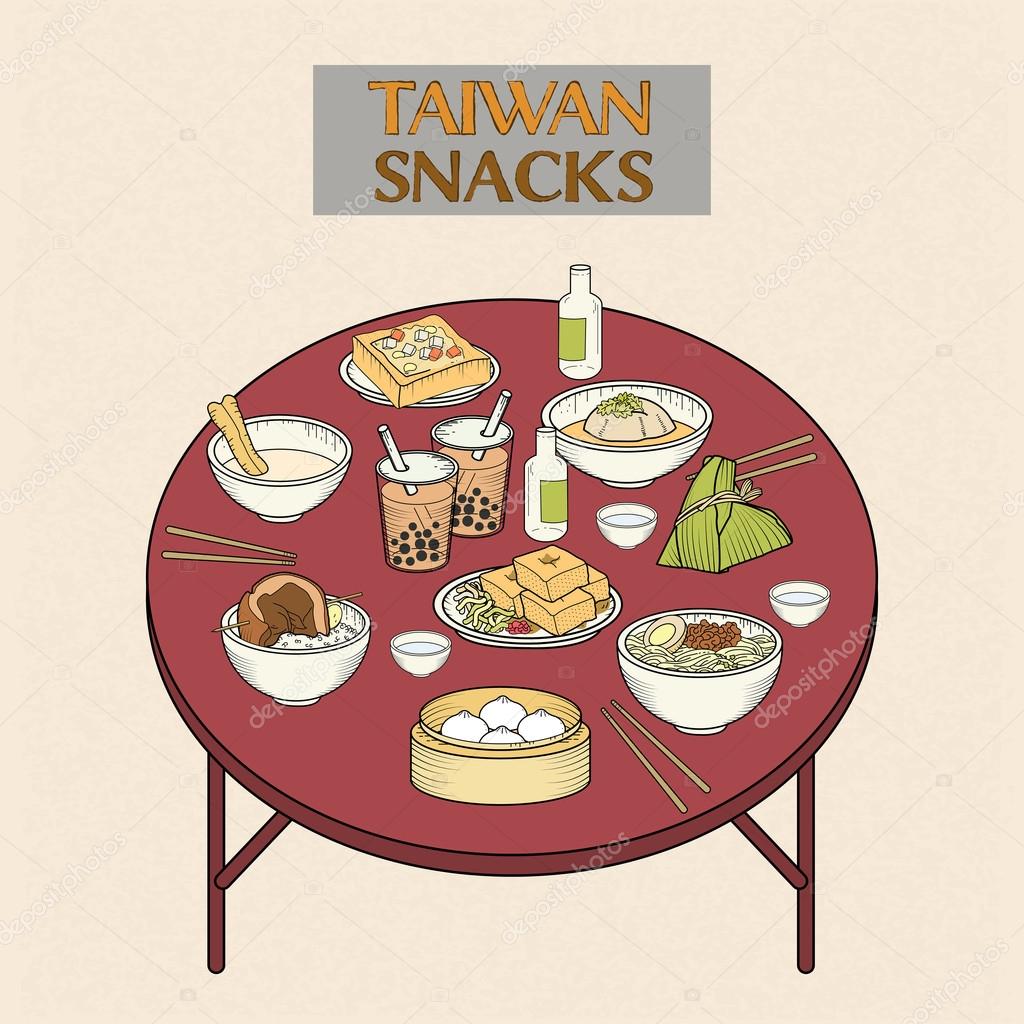 Delicious Taiwan snacks collection — Stock Vector © kchungtw #83936516