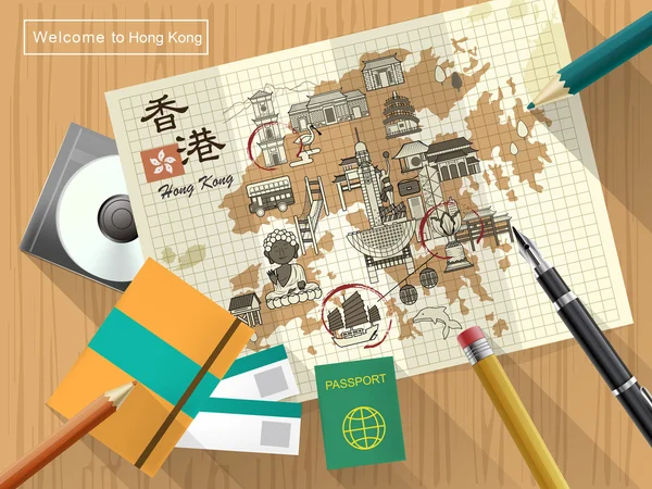 Hong Kong travel map Stock Vector by ©kchungtw 90245316