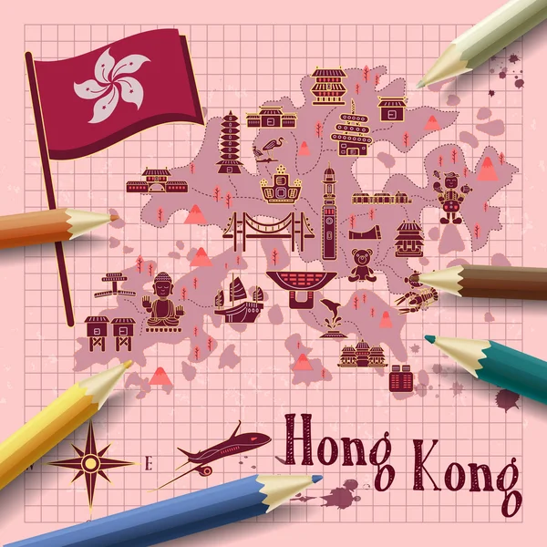 Hong Kong travel map Stock Vector by ©kchungtw 90245036