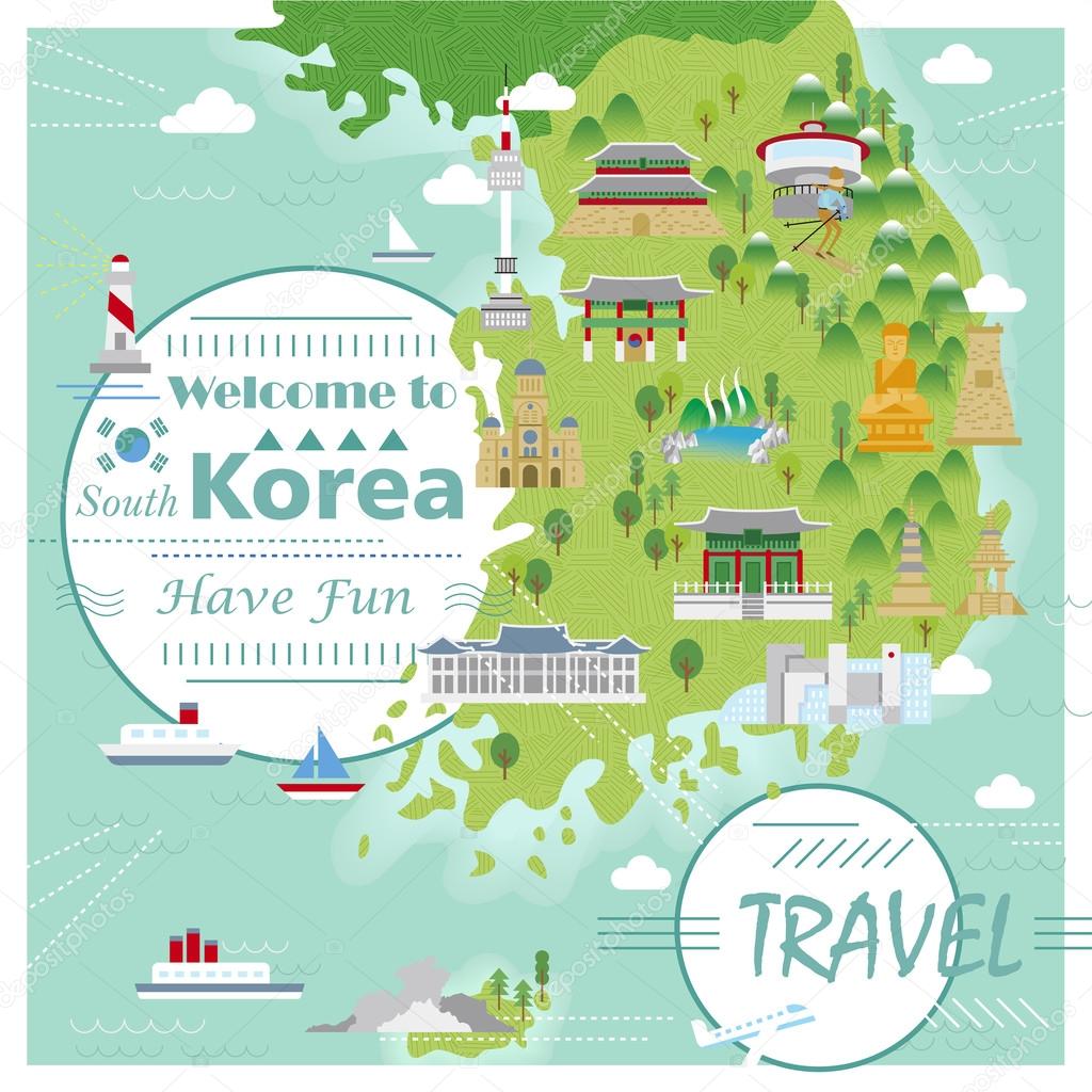 South Korea travel map — Stock Vector © kchungtw #90246738