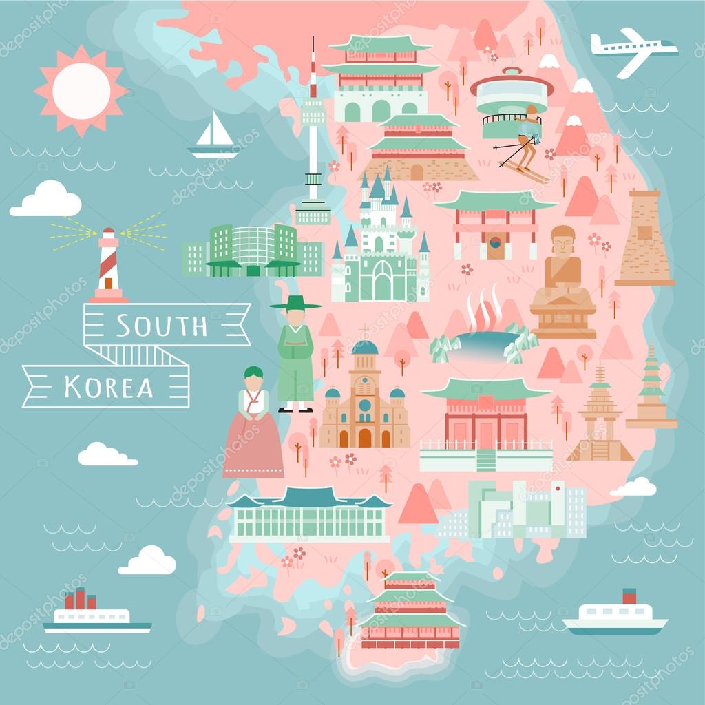 South Korea travel map Stock Vector Image by ©kchungtw #90922126