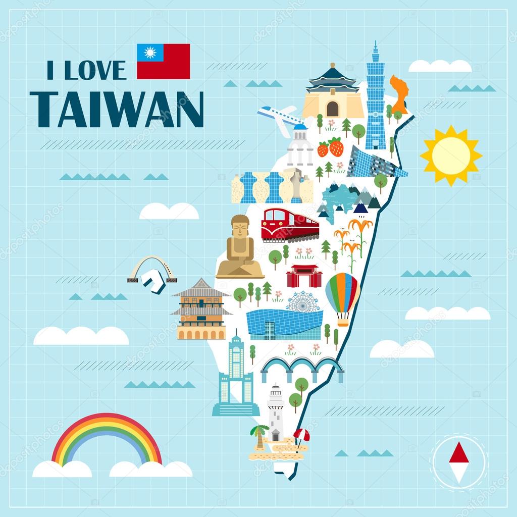 可爱的台湾旅游地图 Stock Vector by ©kchungtw 91560002