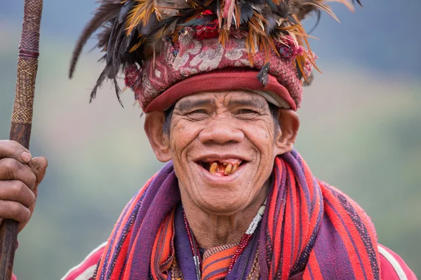 Portrait old Filipino man of Ifugao mountain tribes in national dress ...