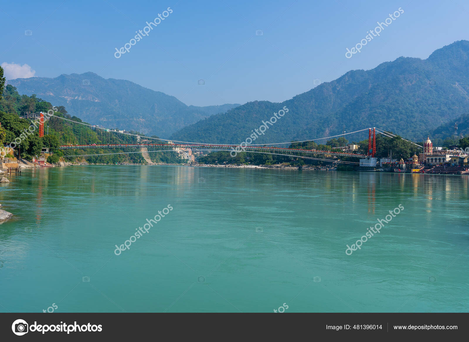 Laxman Jhula Bridge Ganges River Rishikesh India Stock Photo by ...