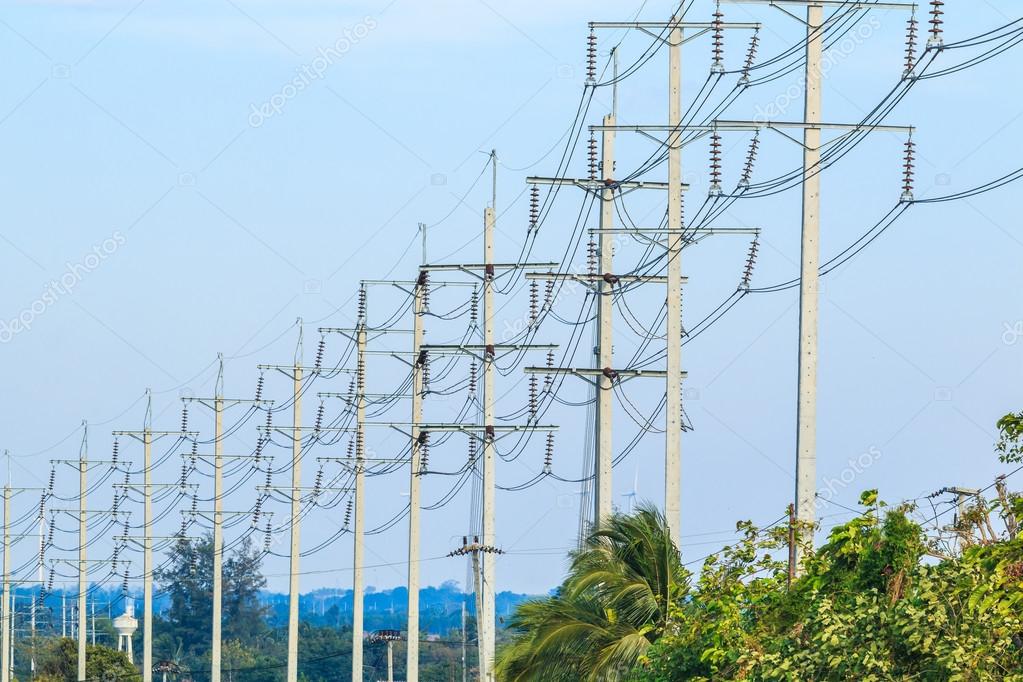 Row of wire pole electricity post Stock Photo by ©Deerphoto 67818909