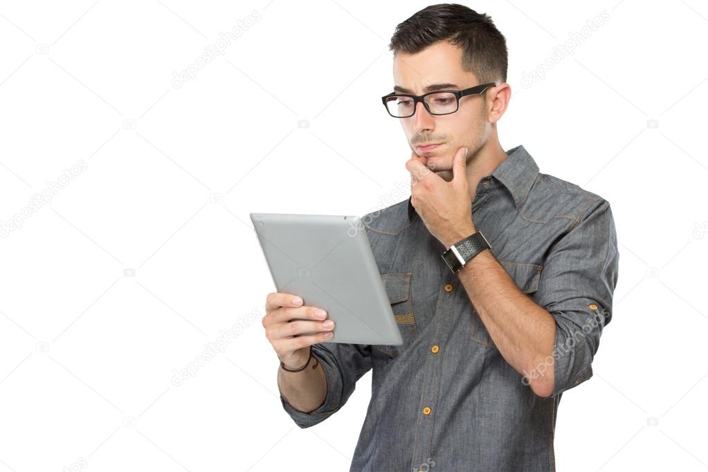 Man using tablet pc — Stock Photo © odua #109783060 Man using tablet pc — Stock Photo © odua #109783060