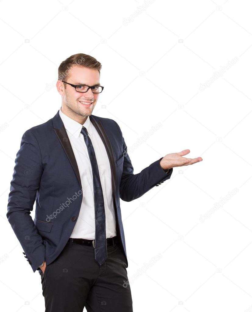 Businessman presenting hand gesture — Stock Photo © odua #84330440