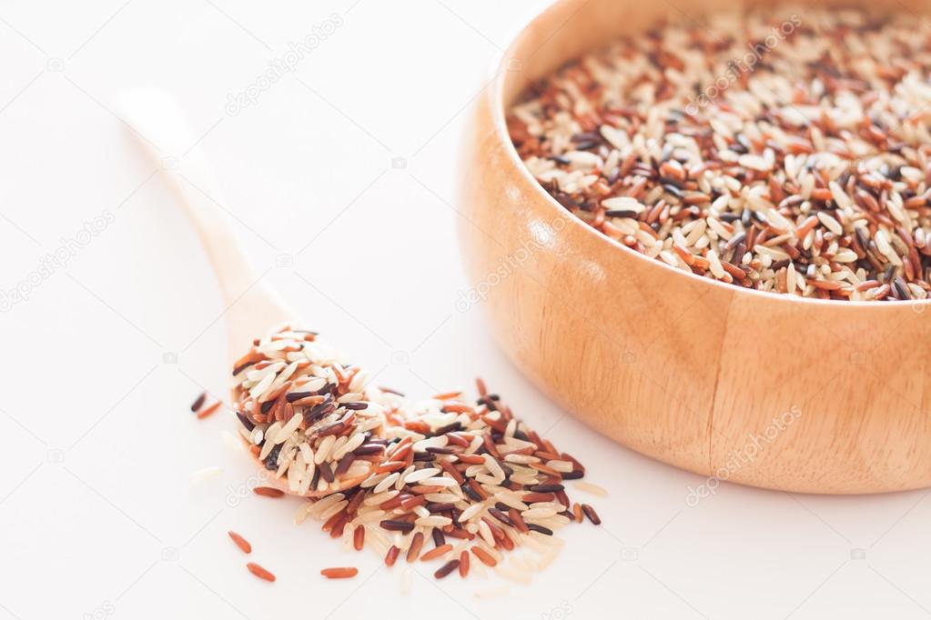 Organic Dry Multi Grain Rice in wooden bowl ⬇ Stock Photo, Image by ...