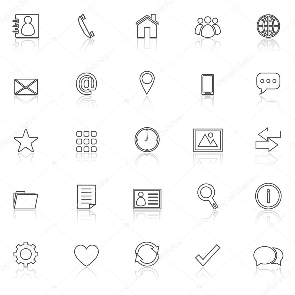 Contact line icons with reflect on white Stock Vector Image by ...