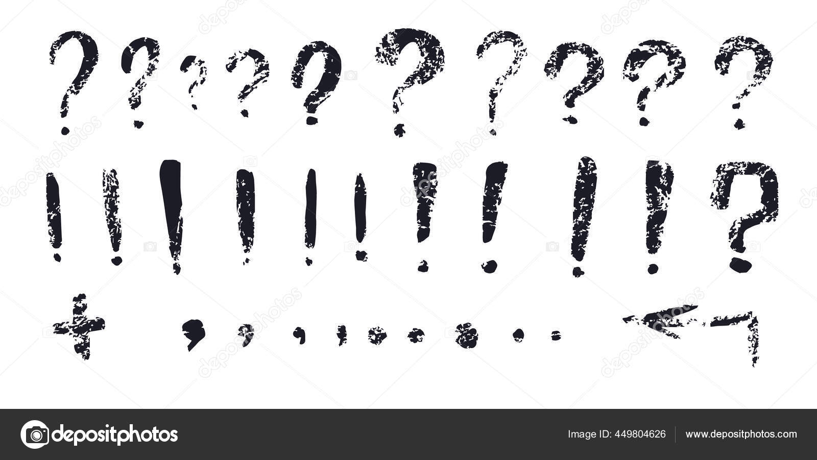 Set Hand Drawn Exclamation Question Marks Acceptance Rejection Symbol ...