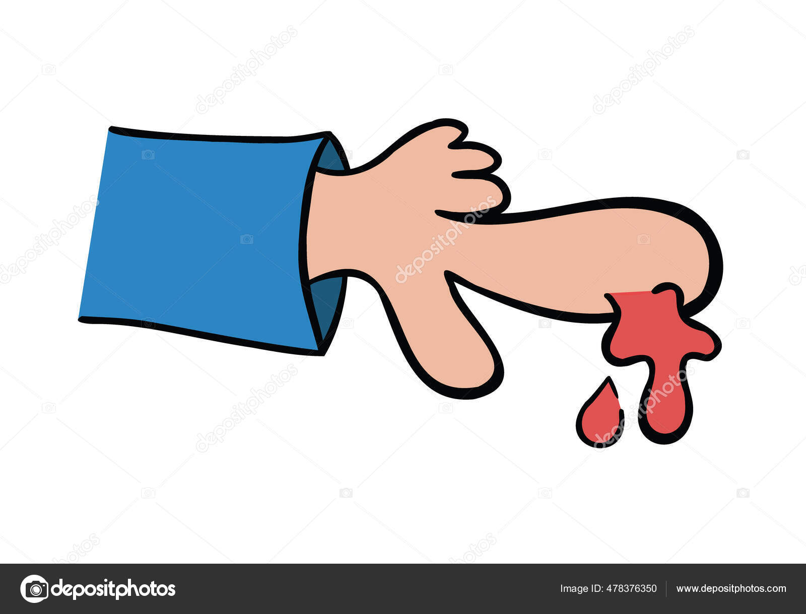 Ilustración Vectorial Dibujos Animados Del Dedo Sangrado Esbozos Color ...