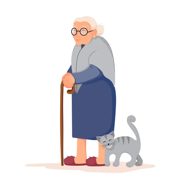 Old lady with cat Vector Art Stock Images | Depositphotos