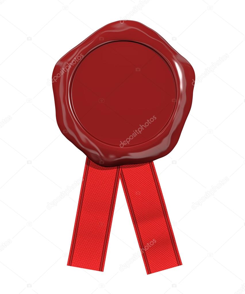 Red seal wax with ribbon — Stock Photo © gl0ck #53574775