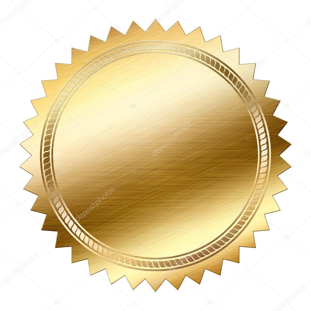 Sello dorado aislado sobre fondo blanco 2024