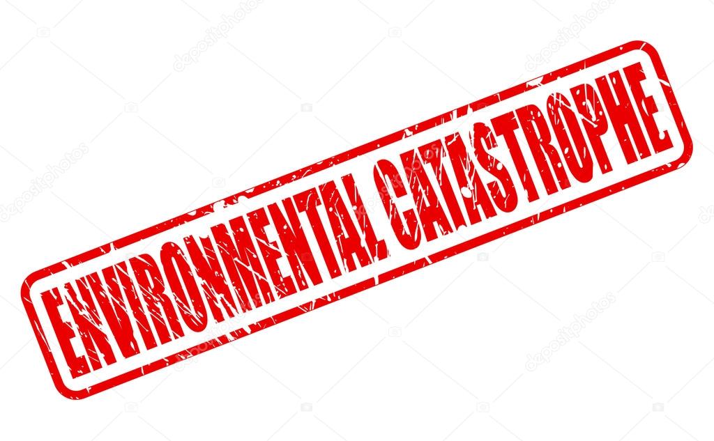 CATASTROPHE ENVIRONNEMENTALE texte du timbre rouge Vecteur par ...