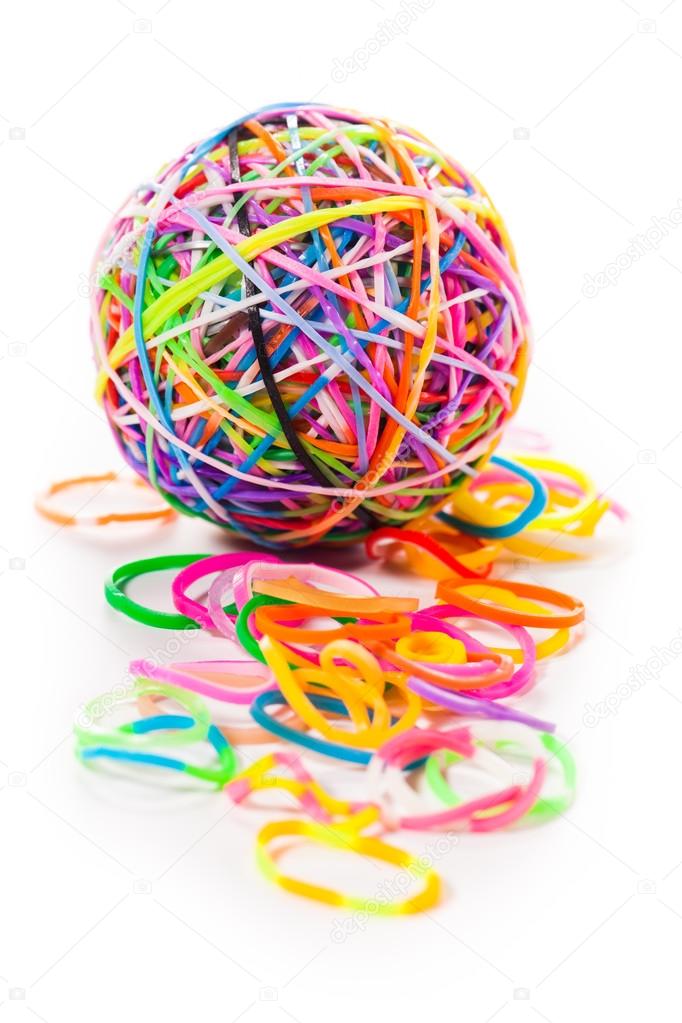 Colorful wonder loom band rubber ball isolated on white Stock Photo by ...
