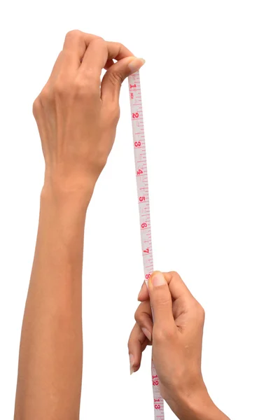 Hands with measure tape set isolated on white — Stock Photo © Andrey ...