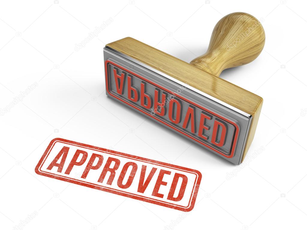 Sello aprobado aislado en blanco. 3d renderizar: fotografía de stock ...