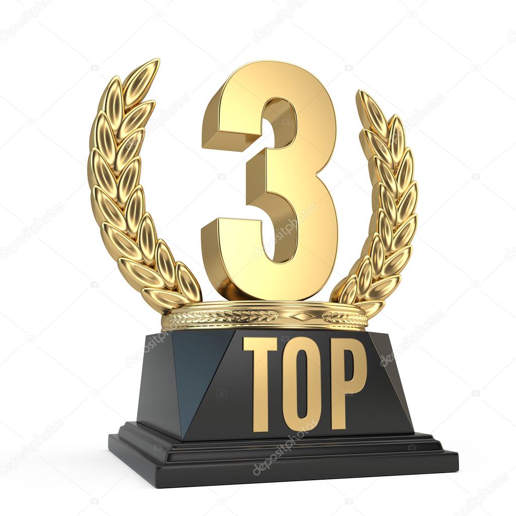 Top 3 three award cup symbol isolated on white background. 3d render ...
