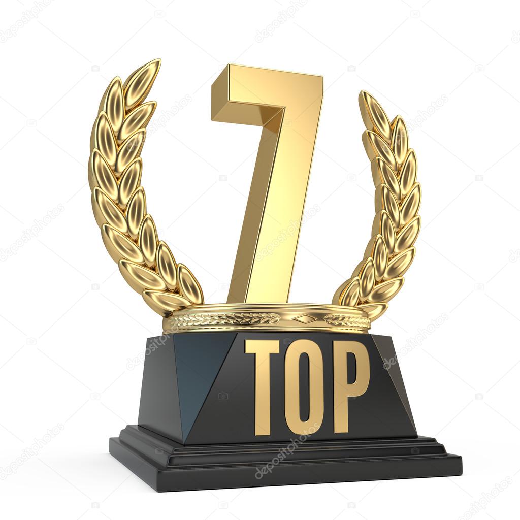 Top 7 seven award cup symbol isolated on white background. 3d render ...
