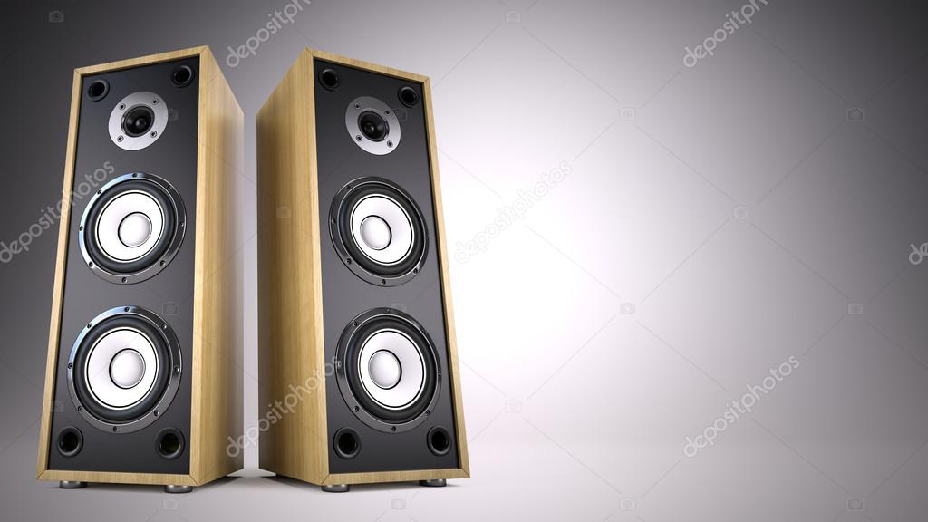 Two Big Audio Speakers boxes — Stock Photo © Sashkin7 #90049288