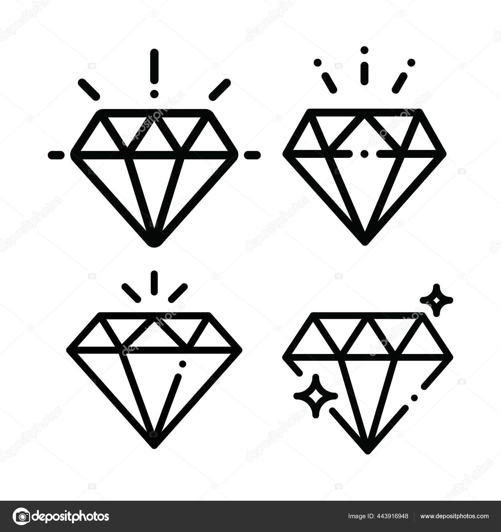 White Diamond Outline Isolated Blue Diamond Drawing Vector Download