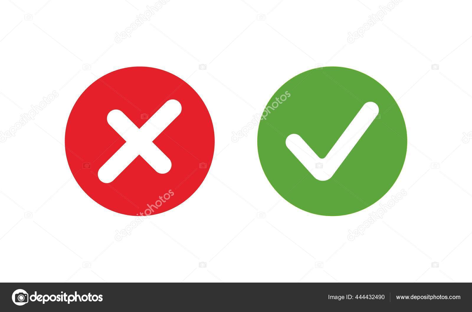 Tanda Cek Hijau Dan Tanda Silang Merah Vektor Stok oleh ©hendry85 444432490