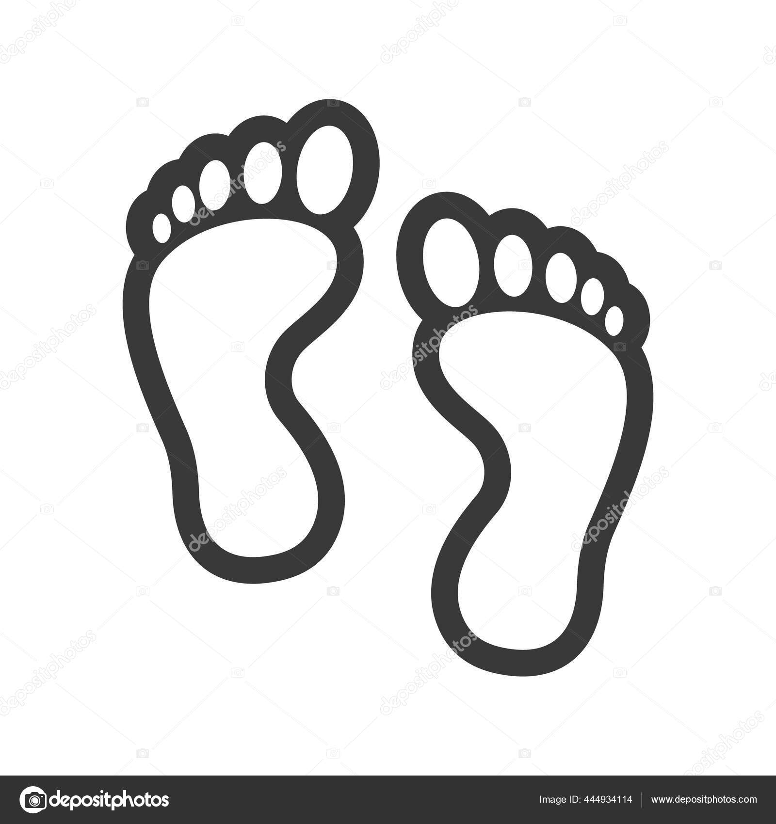 Simbol Garis Jejak Kaki Terisolasi Latar Belakang Putih Vektor Stok ...