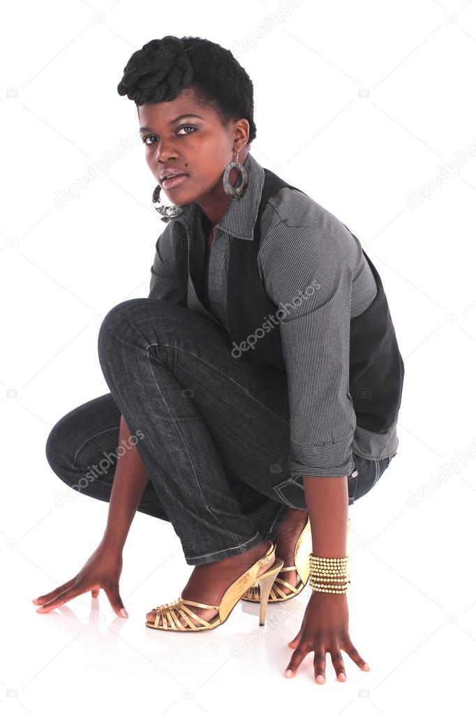 Woman Crouching Down