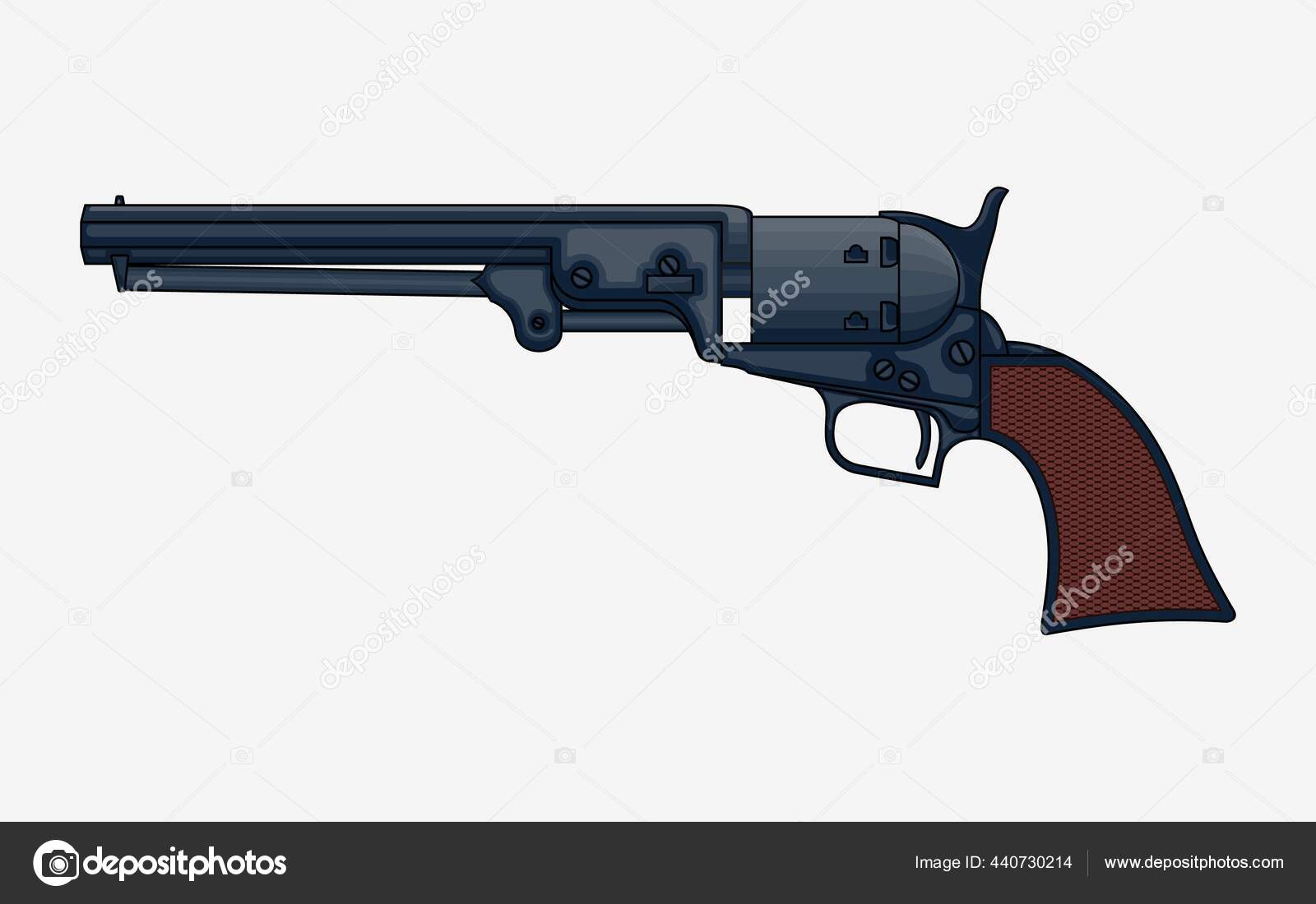 Revolver Pistol vector isolated illustration. Vintage Colt Revolver ...