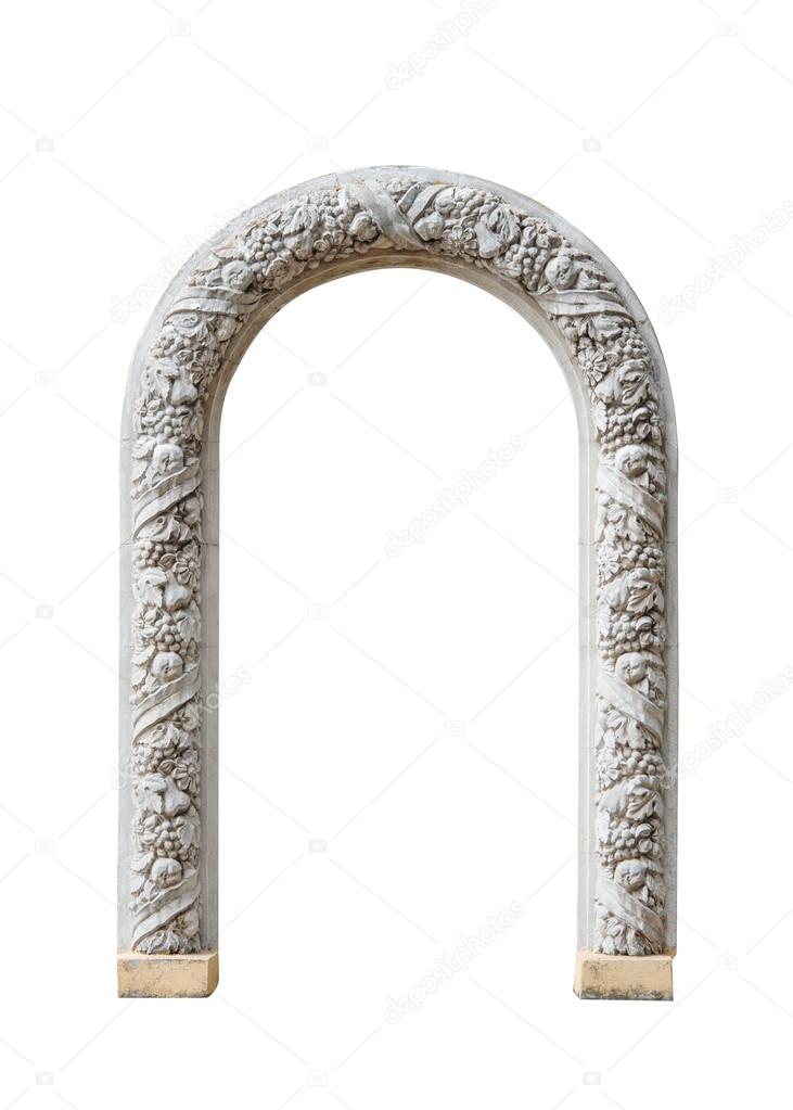 Beautiful antique architectural arch isolated on white background ...