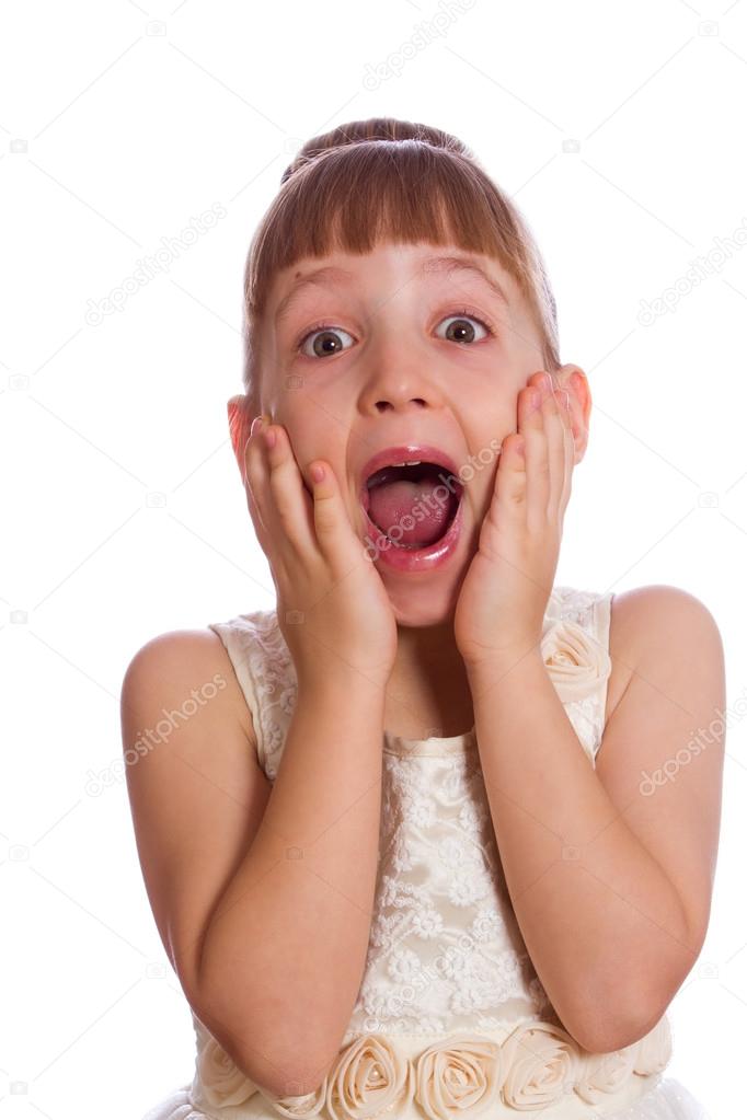 Chica Sorprendida Con La Boca Abierta Fotografía De Stock © Dadooda