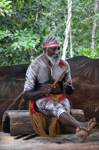 Yirrganydji Aboriginal man play Aboriginal music with Clapstick – Stock ...