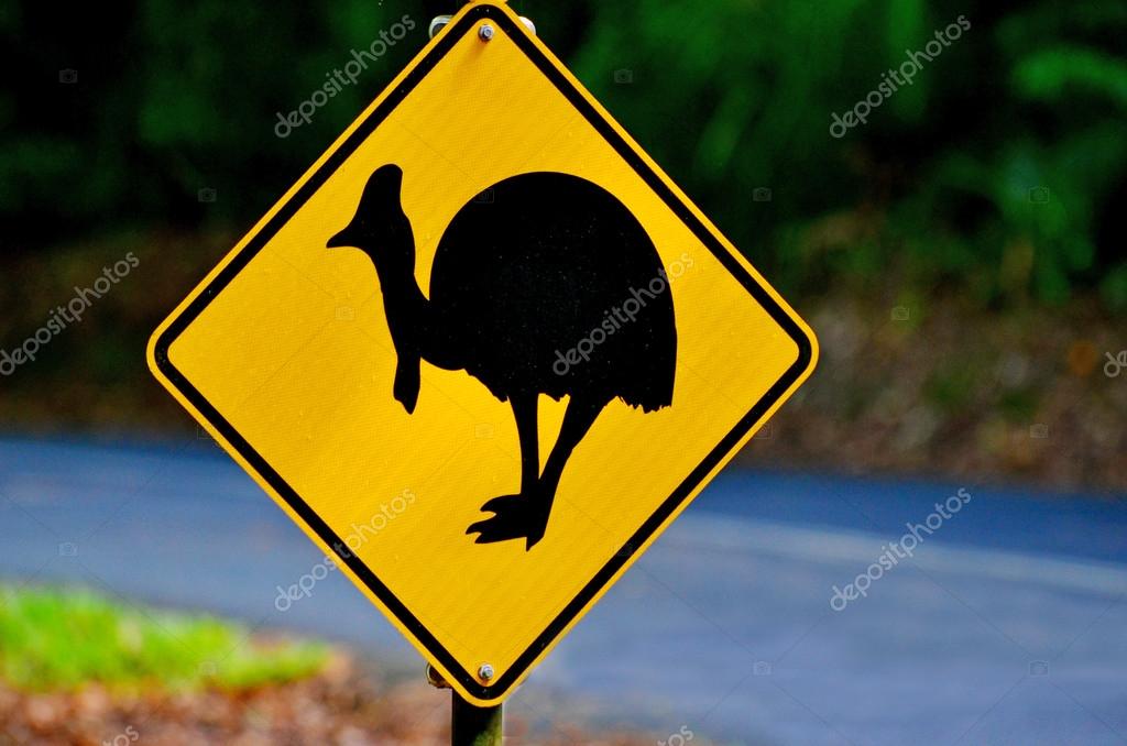 Cassowary warning sign in Queensland Australia Stock Photo by ...