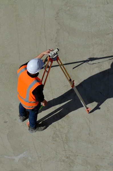 Aerial view of land surveying in construction site. copy space ...