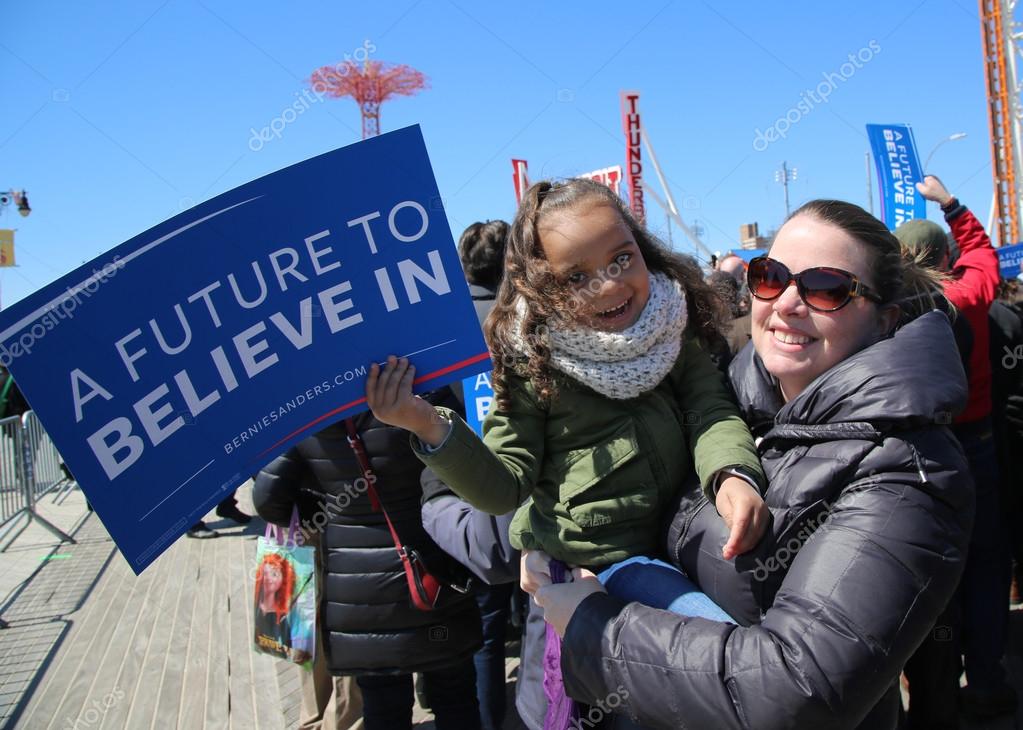 Young Bernie Sanders supporter during presidential candidate Bernie ...