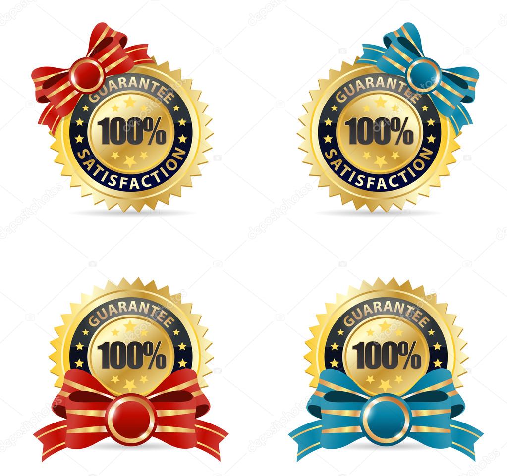 Guarantee set gold red and blue ribbon Stock Vector Image by ...