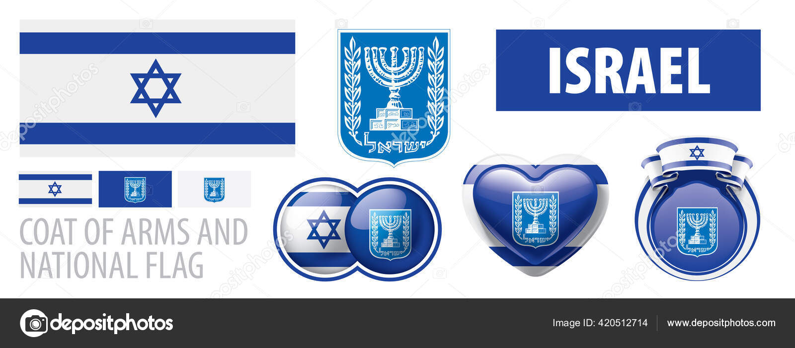 Conjunto de vectores del escudo de armas y la bandera nacional de ...