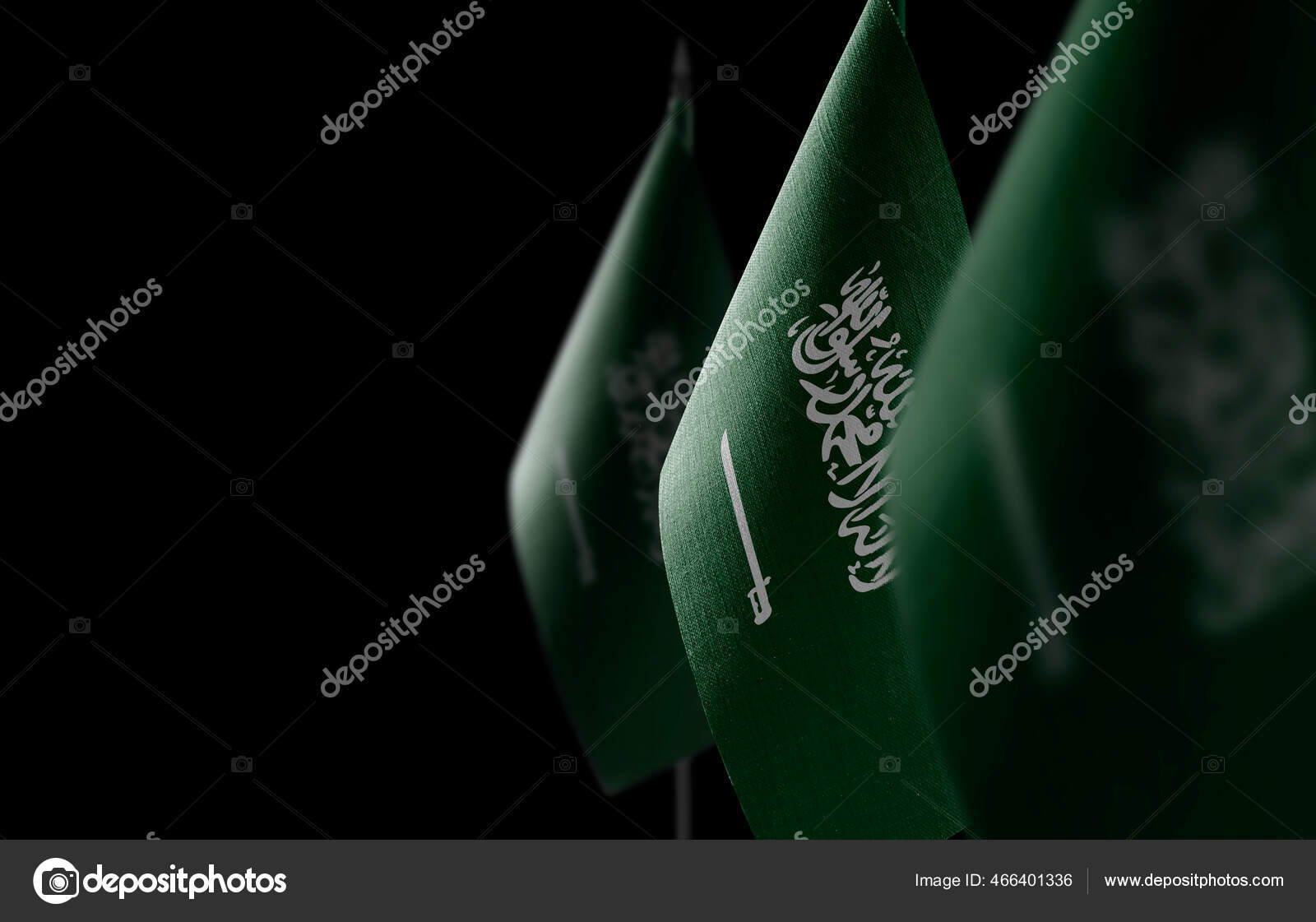 Small national flags of the Saudi Arabia on a black background Stock ...
