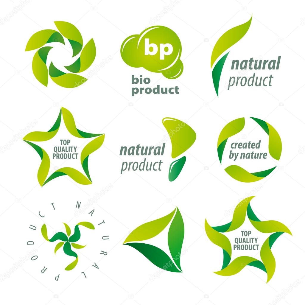 Set of vector logos for organic natural products Stock Vector Image by ...