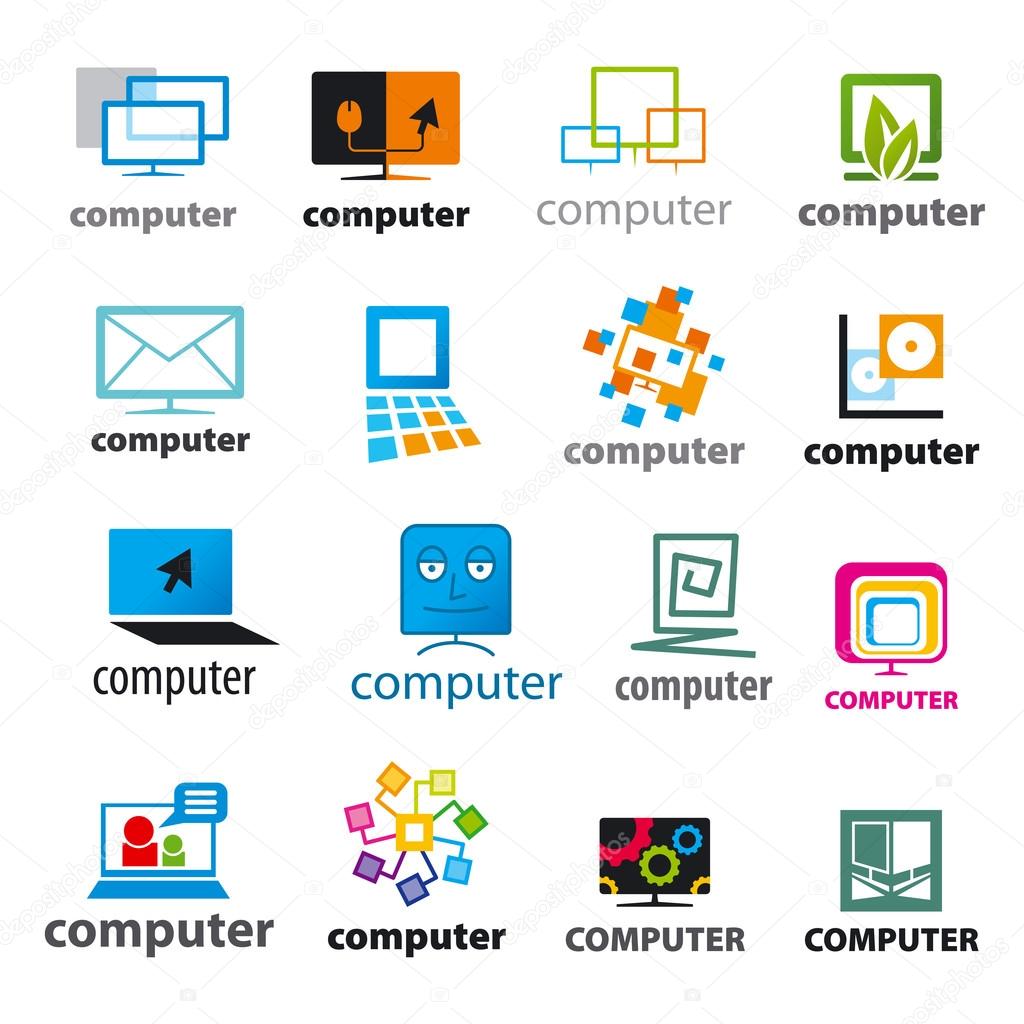 Gran conjunto de logos vectoriales Computadoras vector, gráfico ...