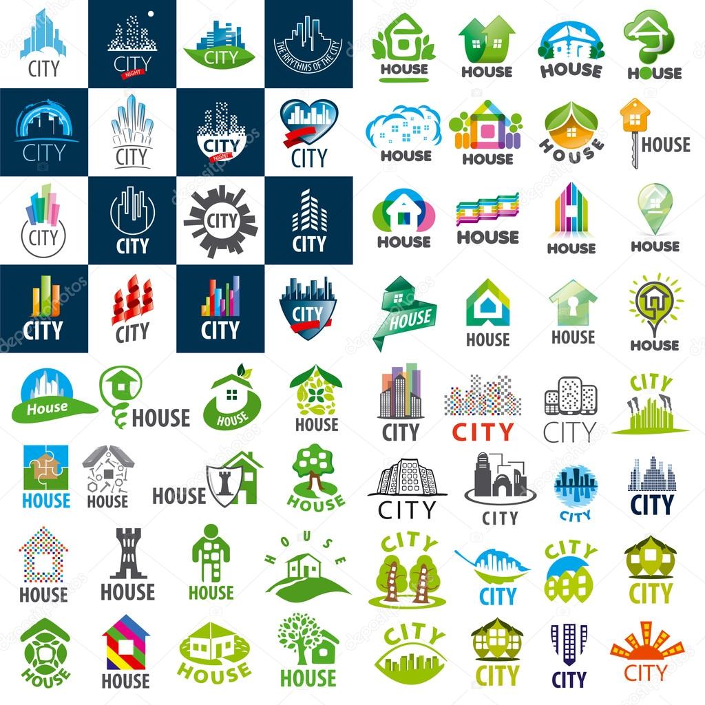 gran conjunto de logos vectoriales casas y ciudades 2022