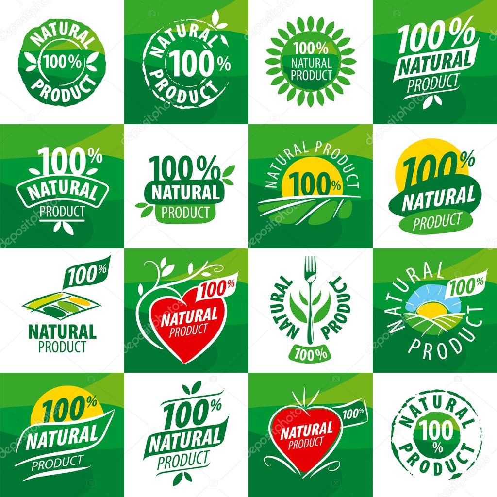 Large set vector logos for natural products Stock Vector by ...