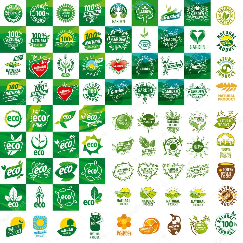 gran conjunto de logotipos vectoriales para productos naturales 2022
