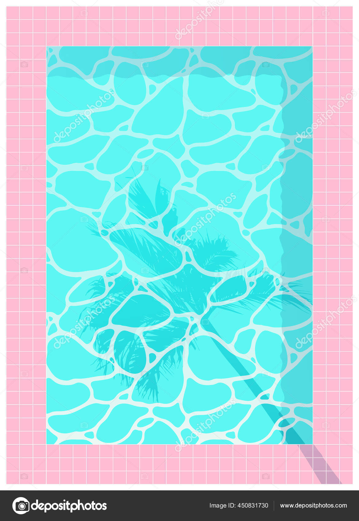 Bright Pastel Pink Swimming Pool Tiles Turquoise Water Ripples Surface ...
