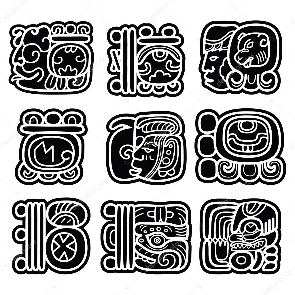 Mayan writing system, Maya glyphs and languge vector design Stock ... Mayan writing system, Maya glyphs and languge vector design Stock ...