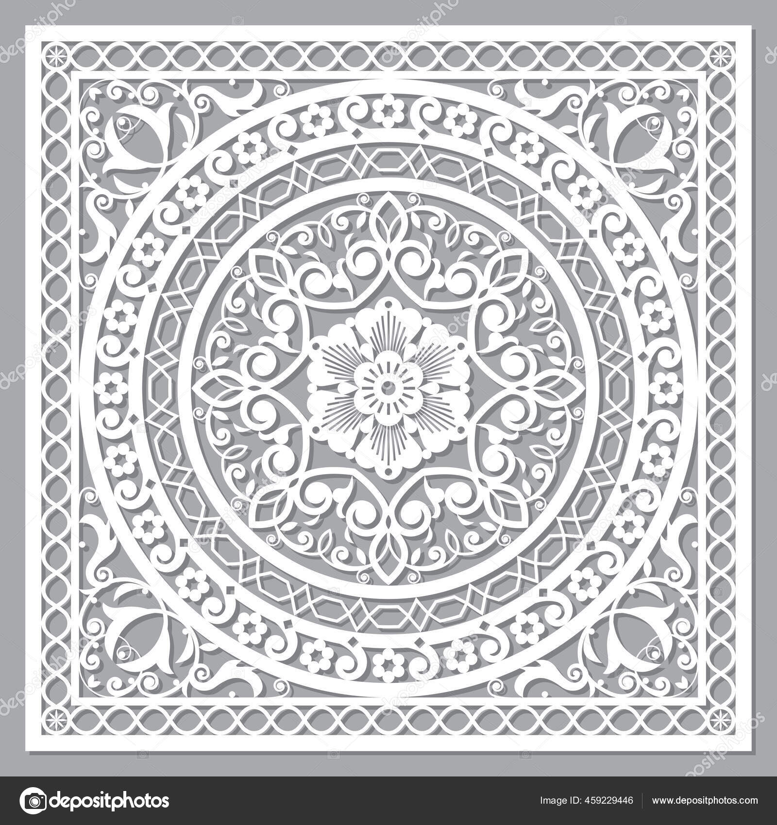 Moroccan Vector Mandala Design Inspired Oriental Carved Wood Wall Art ...