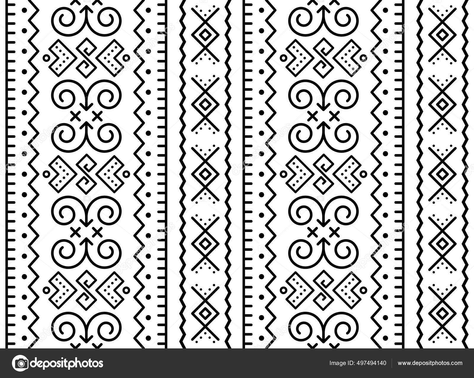 Slovak Tribal Folk Art Vector Seamless Geometric Pattern Retro Decor ...