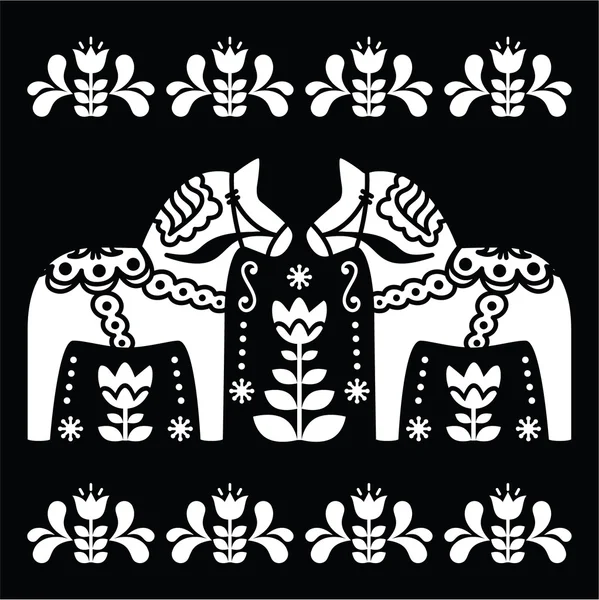 Swedish Dala or Daleclarian horse black and white folk art pattern ...